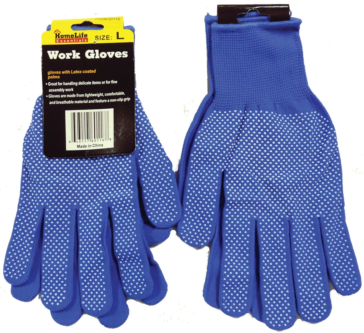 Blue Knit Gloves with PVC Dot Large - Walmart.com