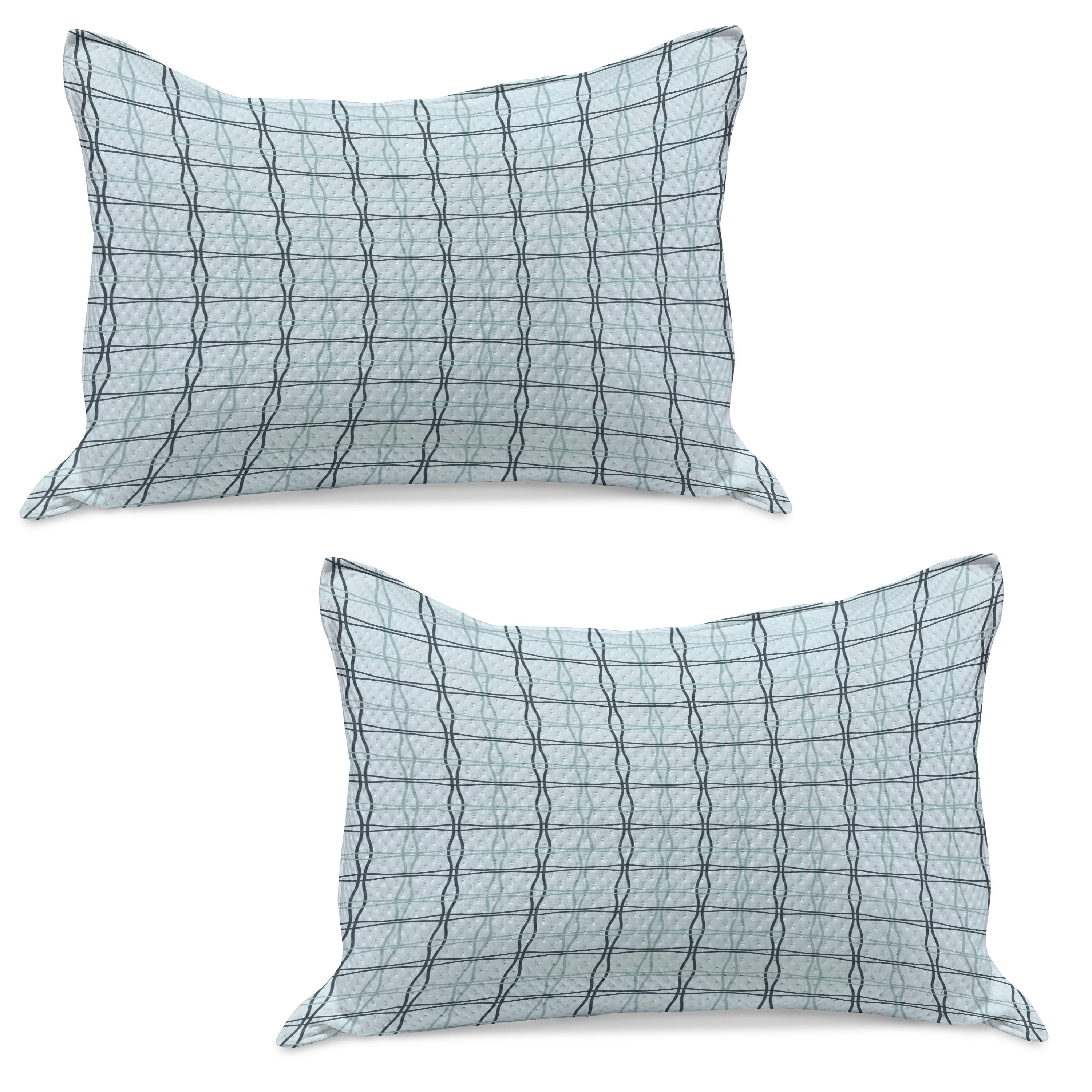 Blue Knitted Quilt Pillowcover Set of 2, Square Patterns with Wavy ...