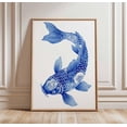 Blue Koi Fish Japanese Style Watercolor Elegant Oriental Zen Art ...