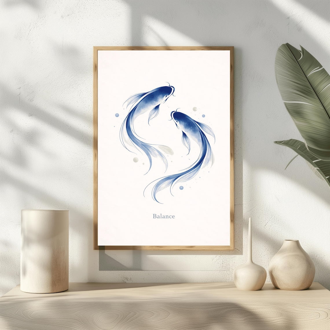 Blue Koi Fish Yin Yang Balance Art, Stretched Canvas - Walmart.com
