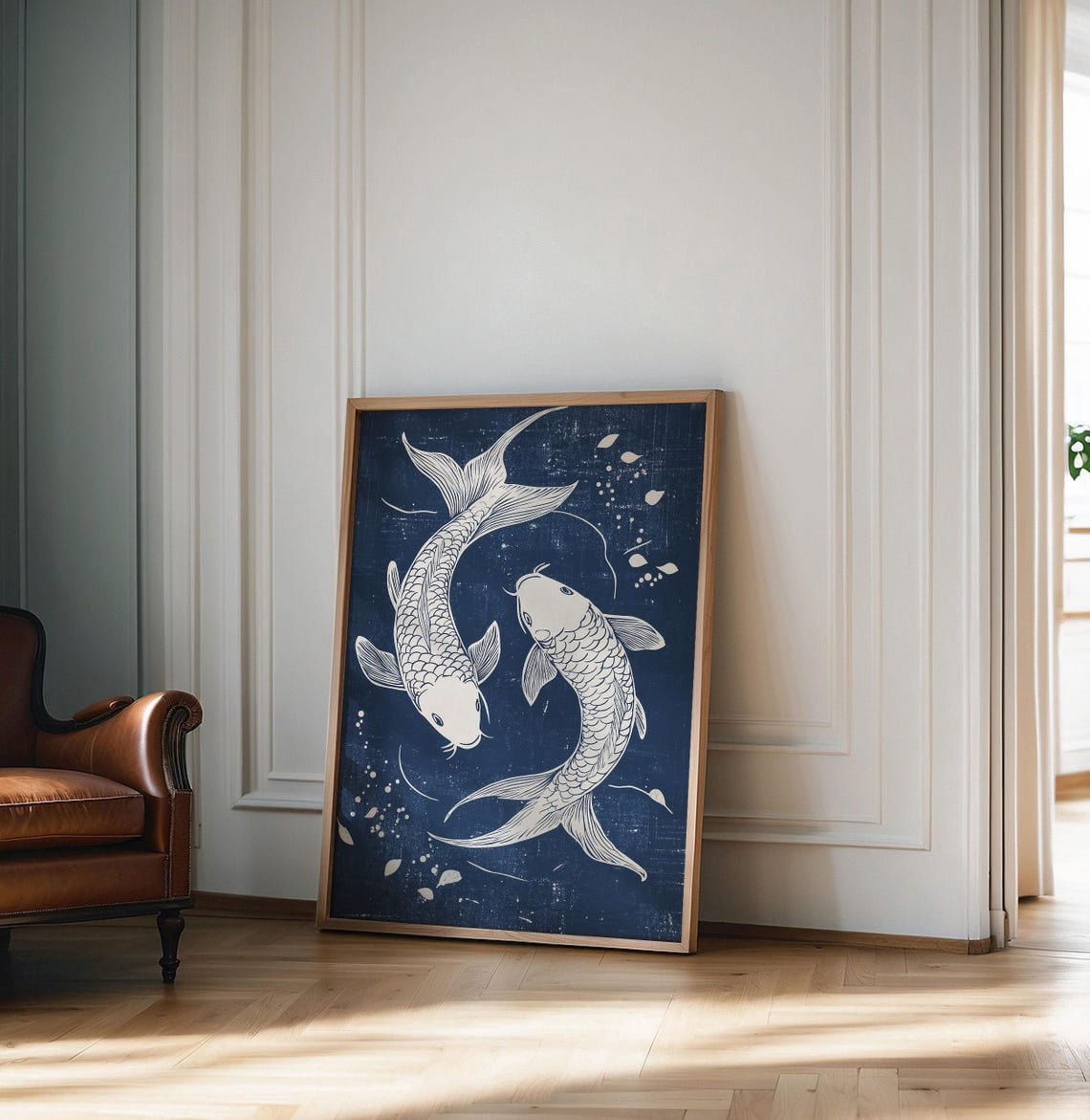 Blue Koi Print, Japanese Wall Art Print, Vintage Print, Trendy Wall Art ...