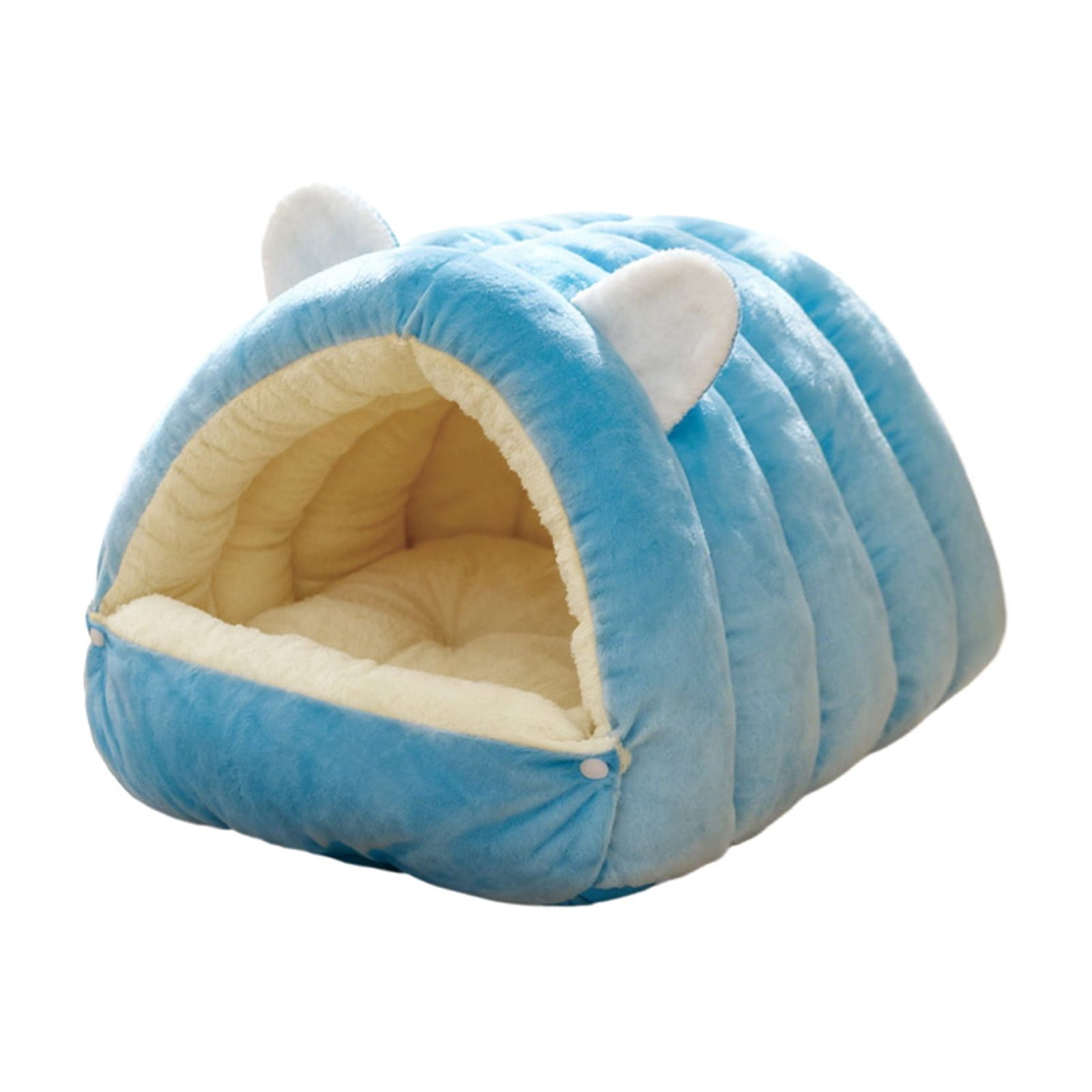 Blue L Semi Enclosed Pet Bed Solid Color Tree Hole Design Warm Sleeping ...