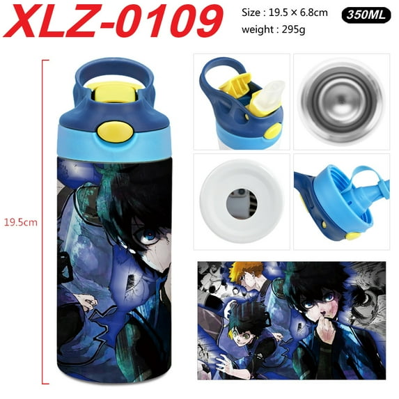 Blue L-ock Anime Stainless Steel Tumbler with Straw, 350ML Insulated ...