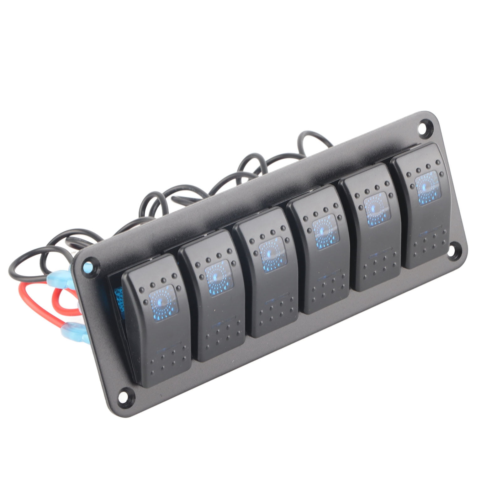 Blue LED Backlit Waterproof 6 Gang Rocker Switch Panel for Car RV ...