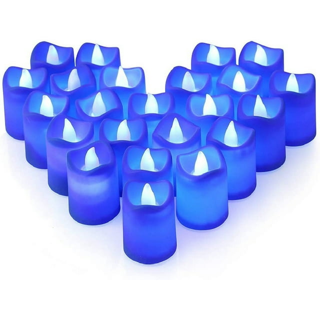 Blue LED Candles, Flameless Flickering Blue LED Tea Light Candles ...