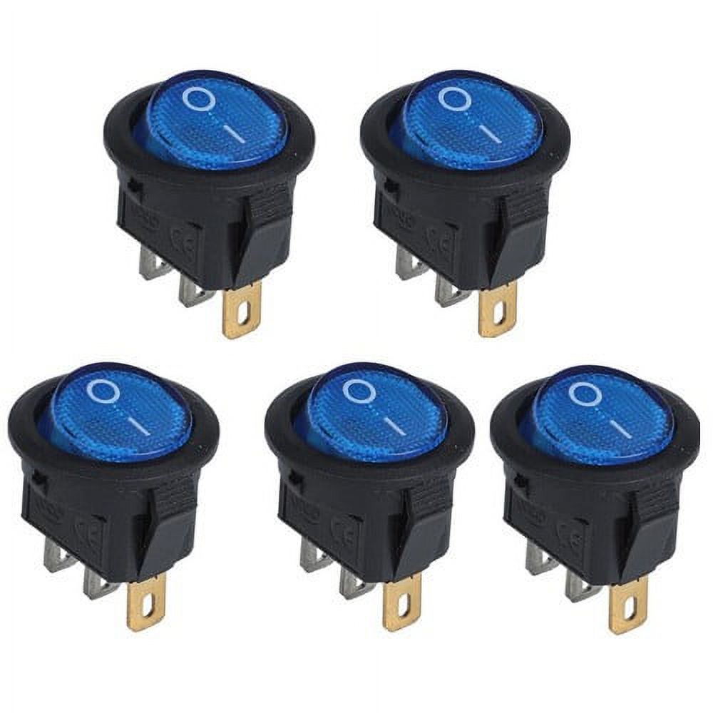 Blue LED Round Switch Marine Auto On/Off Rocker Round Switch Waterproof ...
