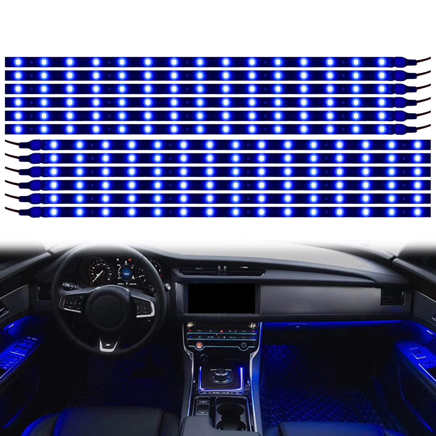 Blue LED Strip Lights for Car BaishenglinMotor 12-Pack Waterproof 30CM ...