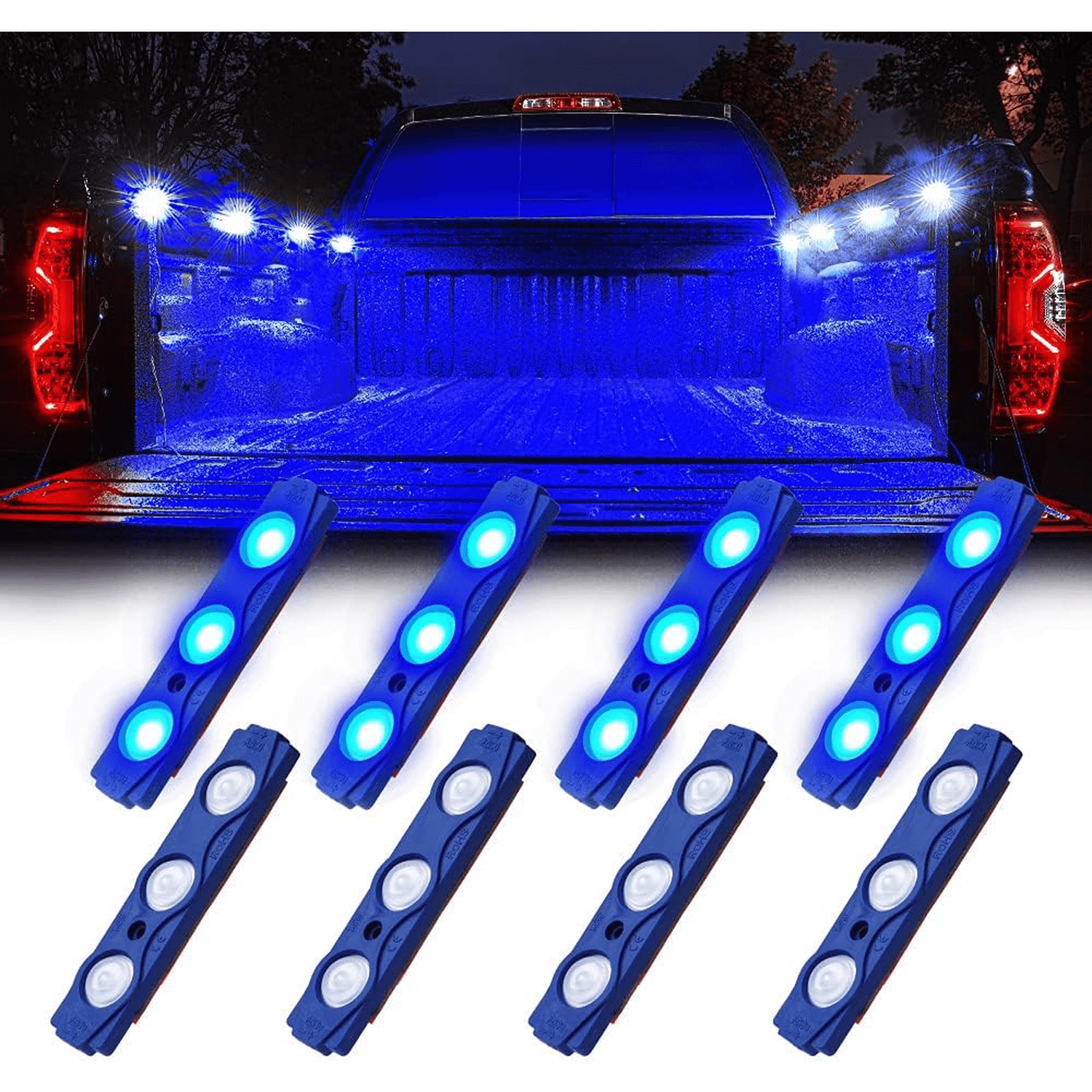 Blue LED Truck Bed Light Kits Rock Lights with On/Off Switch, for Pickup Footwells, Running ...