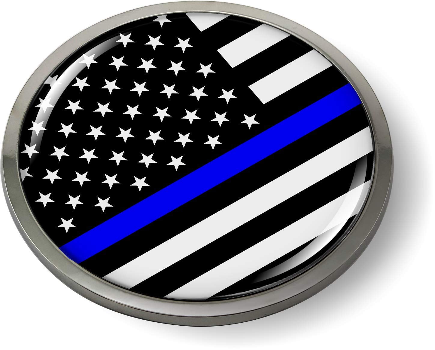 Blue LINE Stripe American Flag 3D Domed Emblem Badge Car Sticker Chrome ...