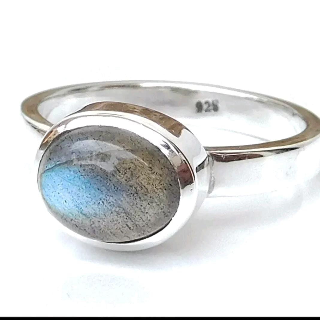 Blue Labradorite Ring, 925 Sterling Silver Ring, Dainty Ring, Gemstone ...