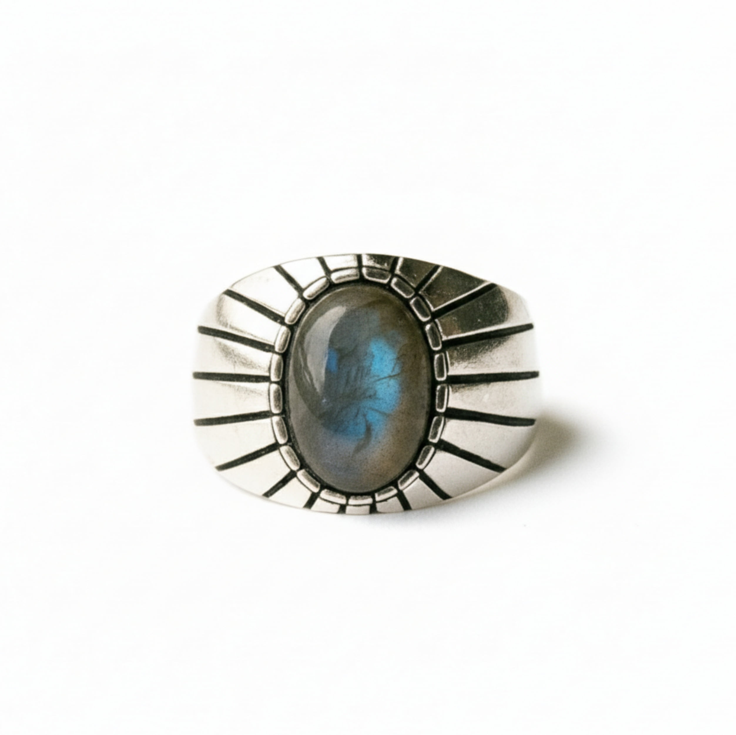 Blue Labradorite Signet Ring, 925 Solid Sterling Silver, Heavy Signet ...