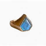 Blue Labradorite Signet Ring - Solid Pure Copper Jewelry, Blue Flash ...