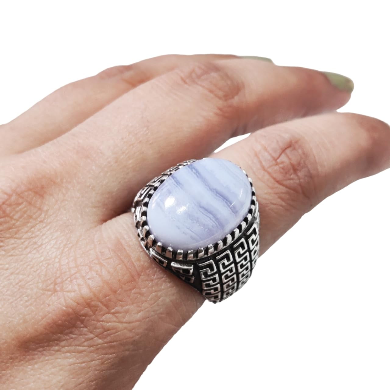 Blue Lace Agate Mens Ring, Silver Jewelry, 925 Silver Ring, Father's ...