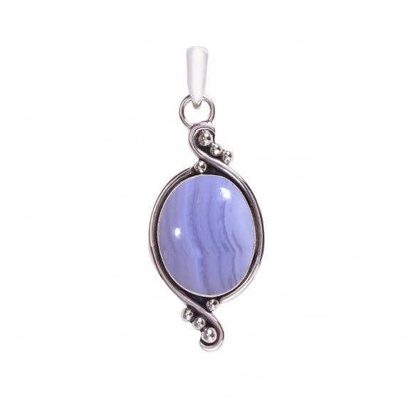 Blue Lace Agate - Namibia 925 Sterling Silver Jewelry Pendant 2", Blue ...