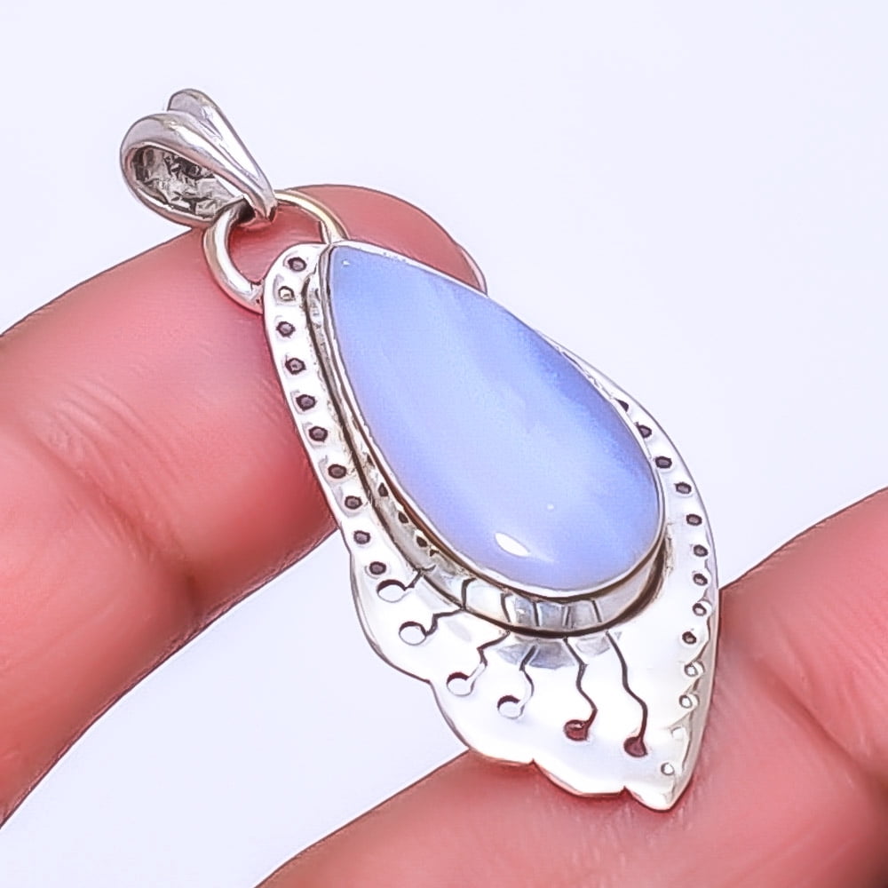 Blue Lace Agate - Namibia Gemstone 925 Sterling Silver Pendant 1.76 ...