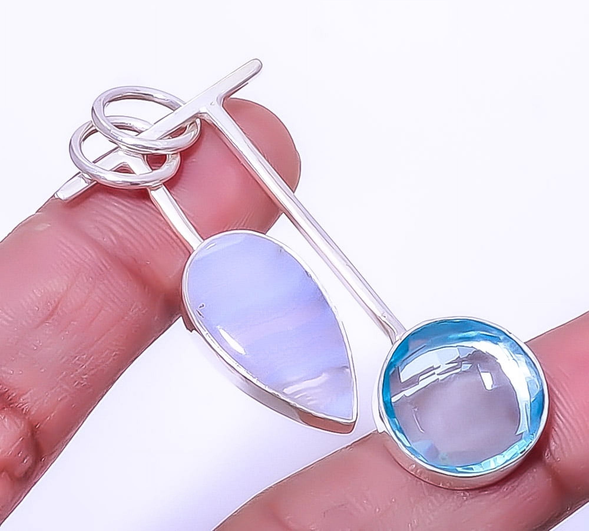 Blue Lace Agate - Namibia Gemstone 925 Sterling Silver Pendant 2.15 ...