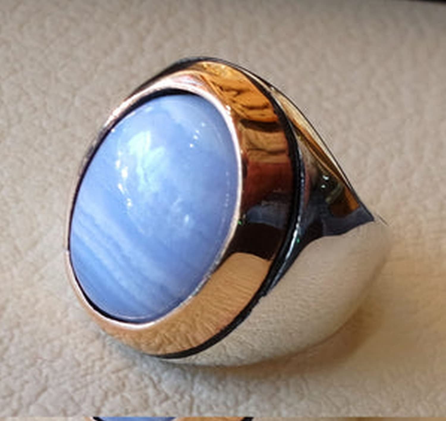 Blue Lace Agate Ring, Silver Jewelry, 925 Silver Ring, Father's Day ...