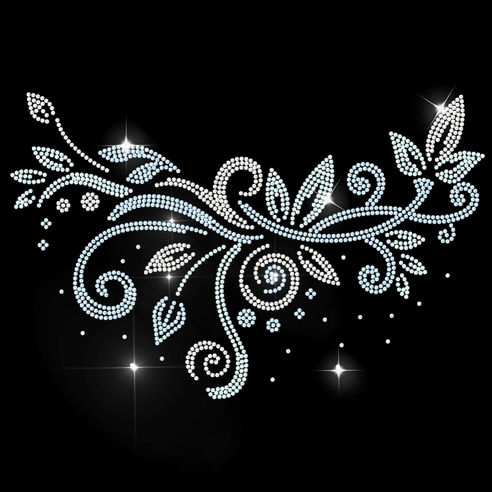 Blue Lace Border Rhinestone Iron on Hotfix Rhinestone Swirly Flourish ...