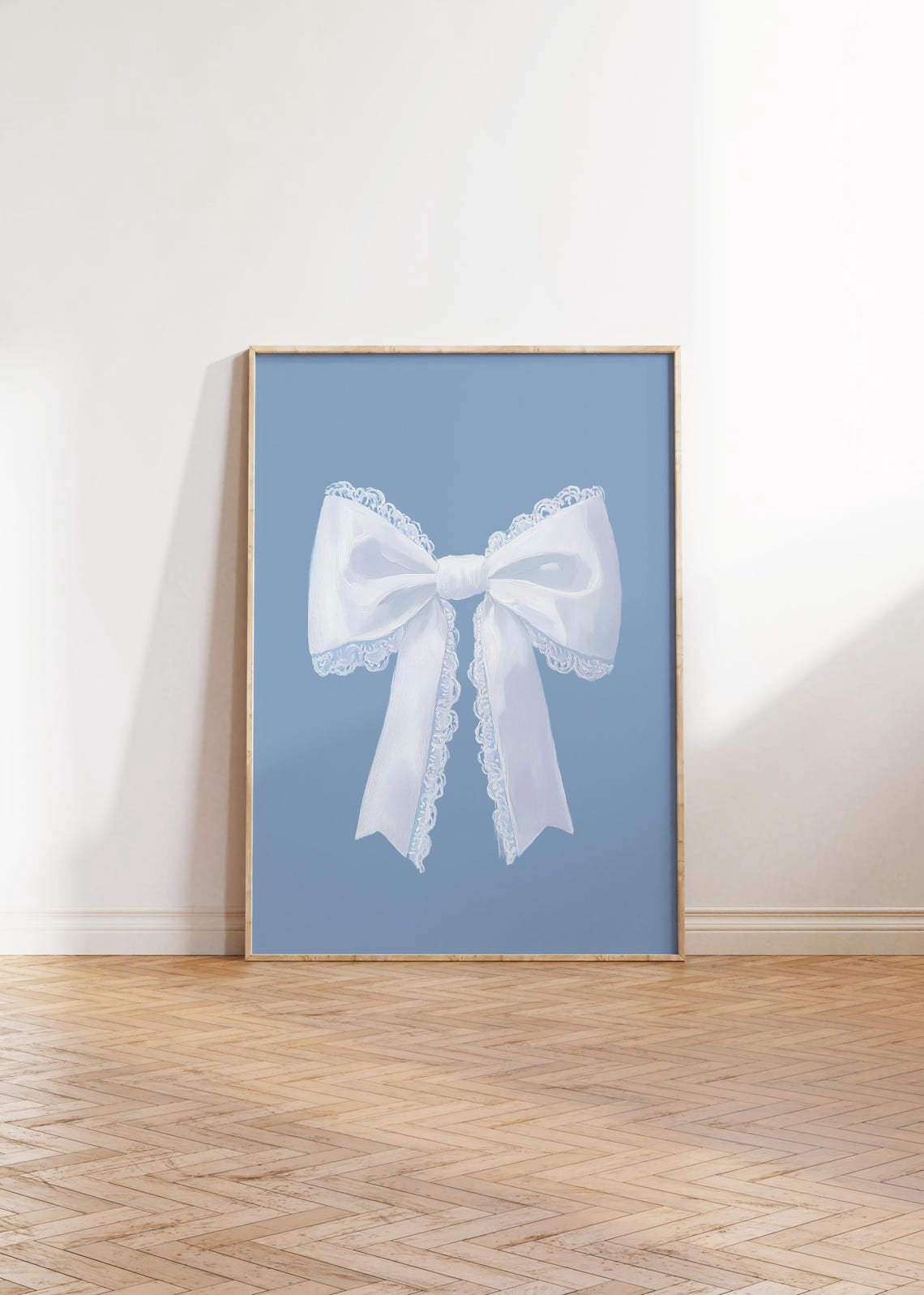 Blue Lace Bow Painting, Coquette Ribbon, Coastal Cowgirl Decor, Preppy ...