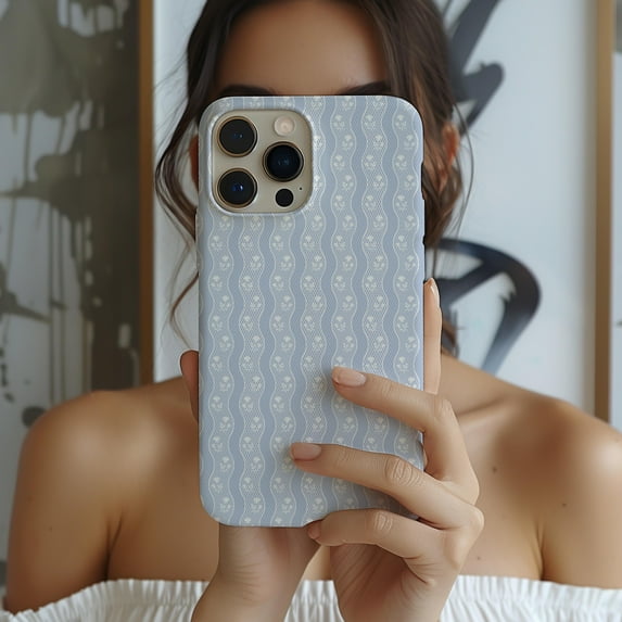 Blue Lace Stripe Case With Cute Baby Blue Retro Aesthetic Design for ...