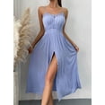 Blue Lace Trim Button-Front Pleated Long Sleep Dress With Adjustable ...