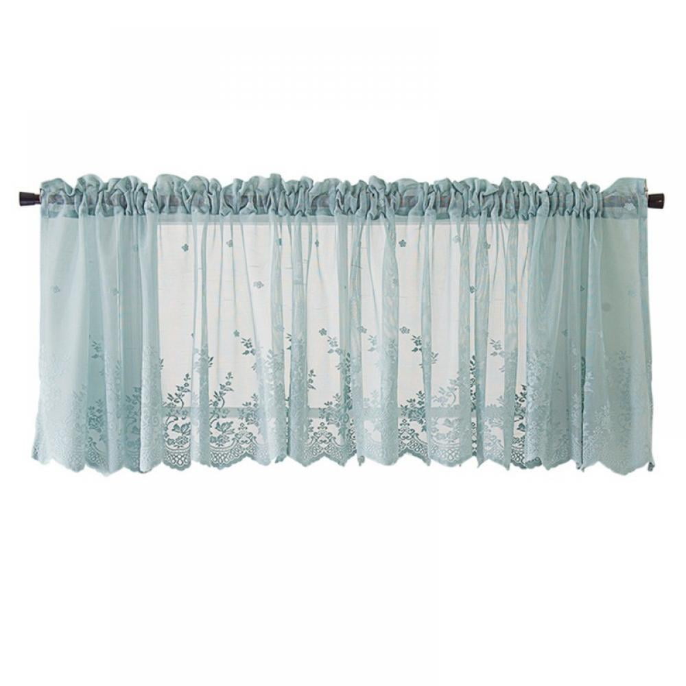 Blue Lace Valances for Windows 51.2x16inch,Lace Floral Embroidered Semi ...