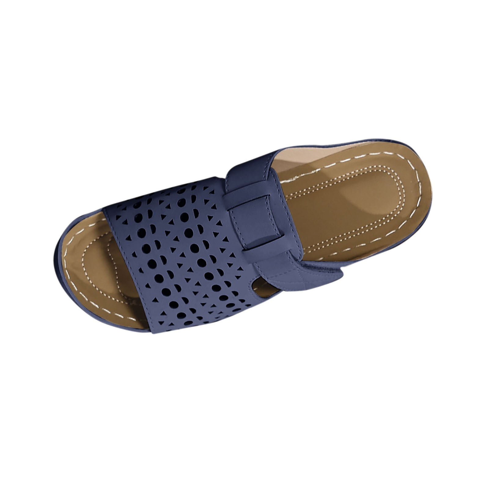 Blue Ladies Casual Fish Mouth Wedge Slippers With Thick Sole For ...