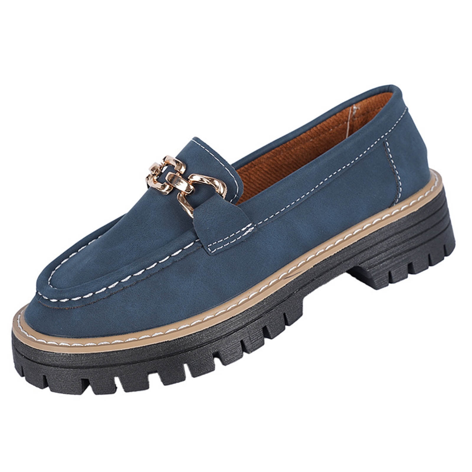 Blue Ladies Chic Casual Soft Sole Low Heel Versatile Shallow Mouth ...
