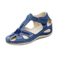 Blue Ladies Comfortable Plus Size Wedge Heels Hollow Out Solid Summer ...