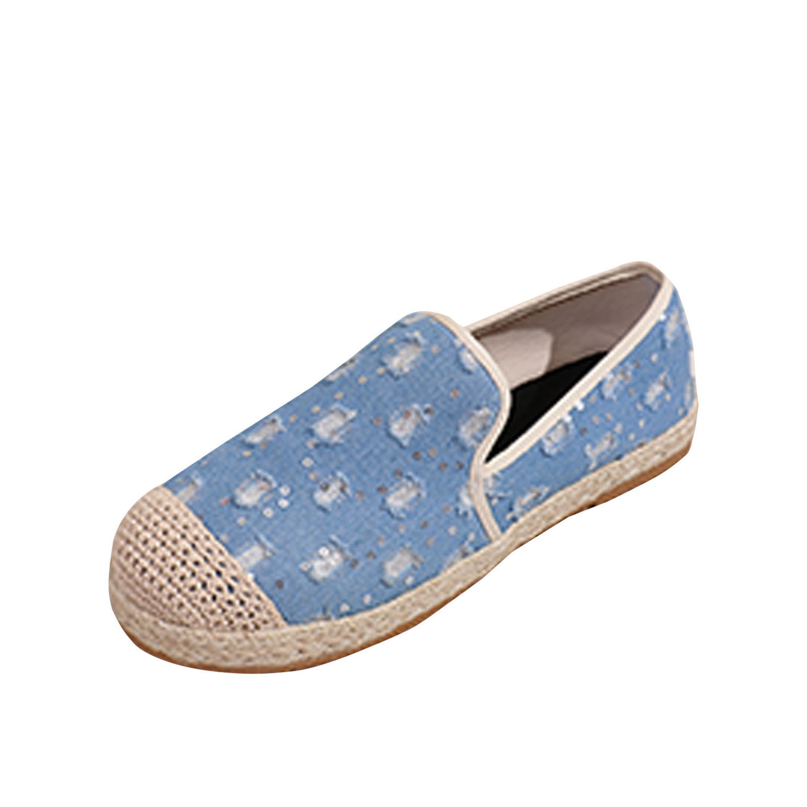 Blue Ladies Flat Soled Printed Footwear For Casual Outings And Daily ...