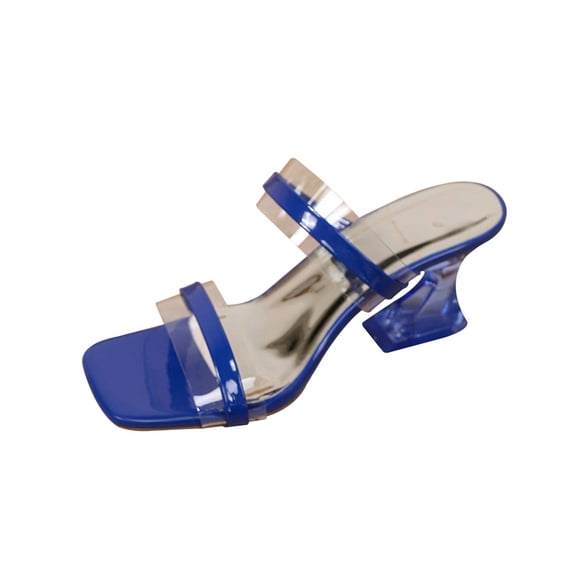 Blue Ladies Footwear With Blue Pu Upper Transparent Toe Detail Open Toe ...