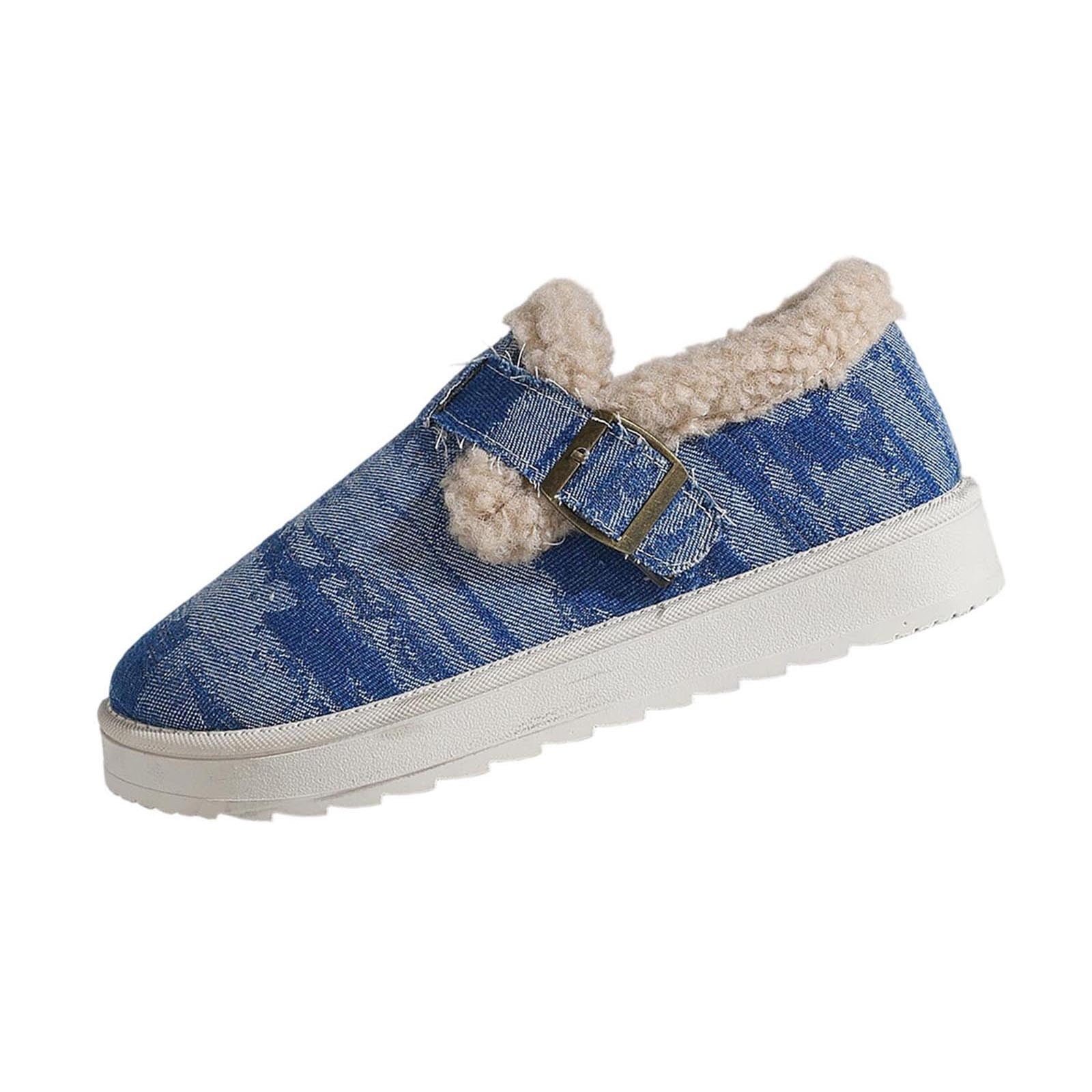 Blue Ladies Shoes With Plush Interior And Closed Toe For A Warm And ...