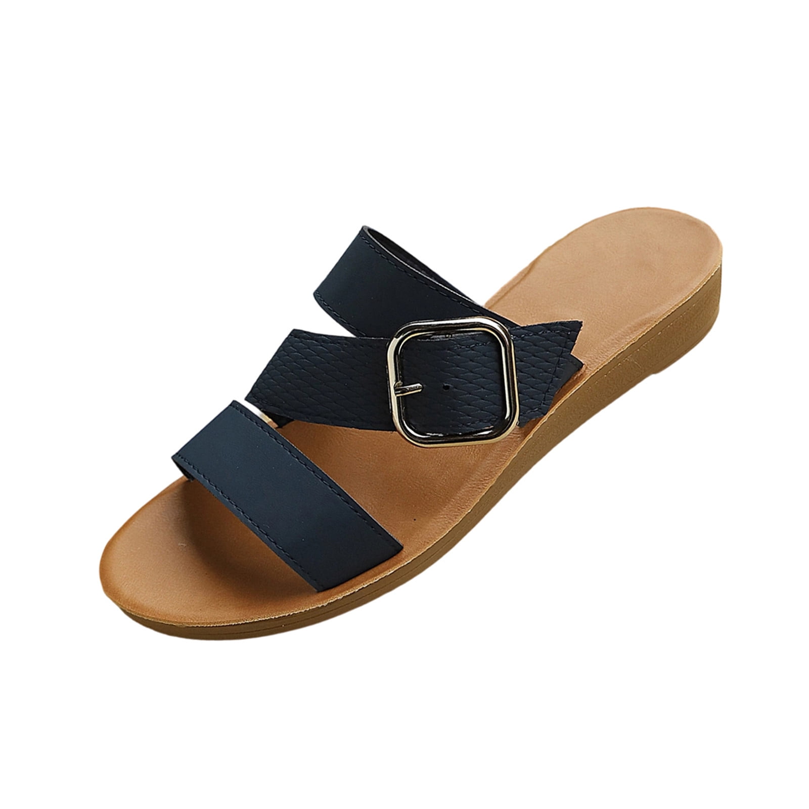 Blue Ladies Solid Color Wedge Heel Sandals Round Toe Open Toe Casual ...
