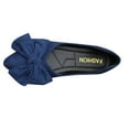 Blue Ladies Suede Pointed Toe Slip On Casual Flats Bow Detail ...