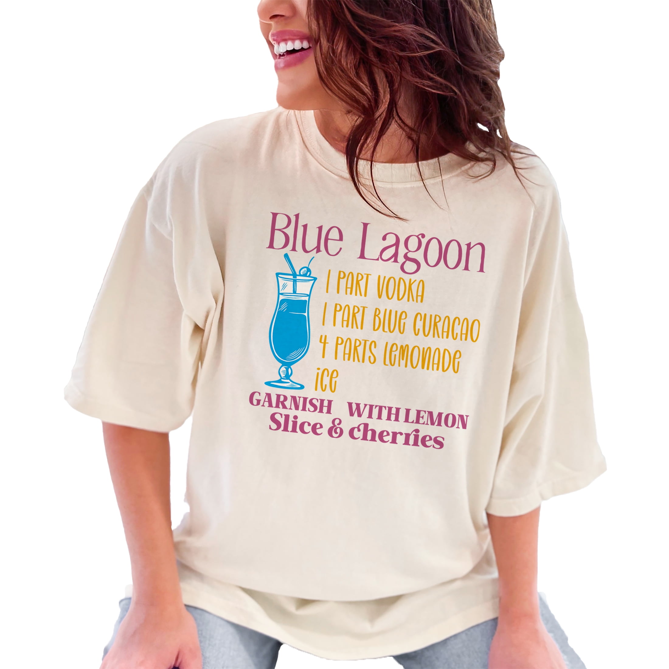 Blue Lagoon Cocktail Recipe T-Shirt, Fun Graphic Tee for Drink Lovers ...