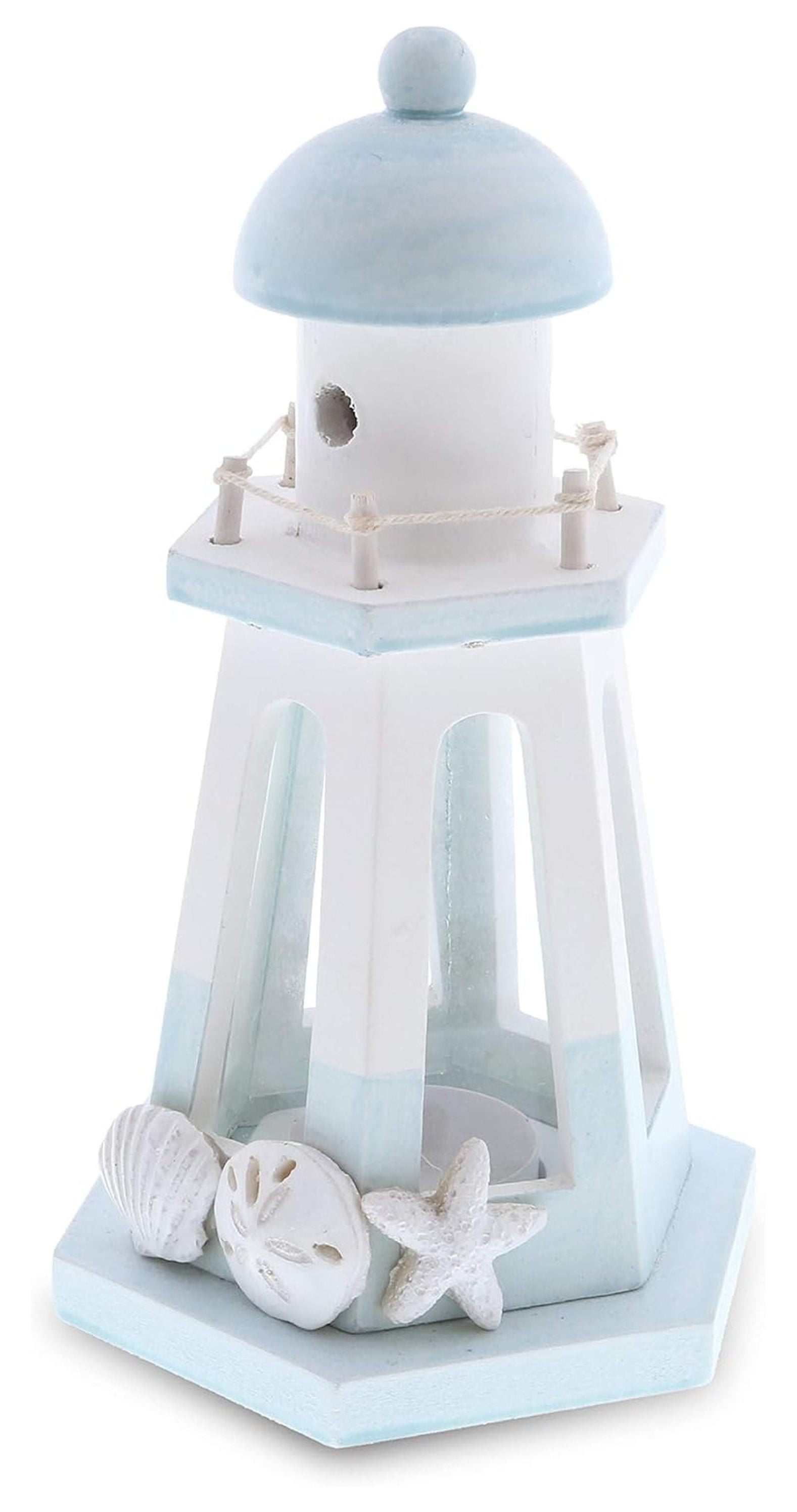 Blue Lagoon Nautical Wooden Lighthouse Tealight Candle Lantern Holder ...