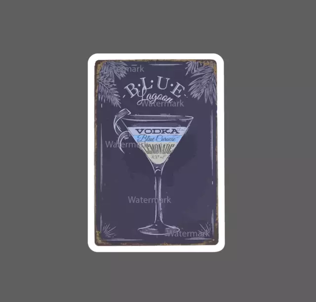 Blue Lagoon Sticker Drink Cocktail Retro Sticker Phone Decal Water ...