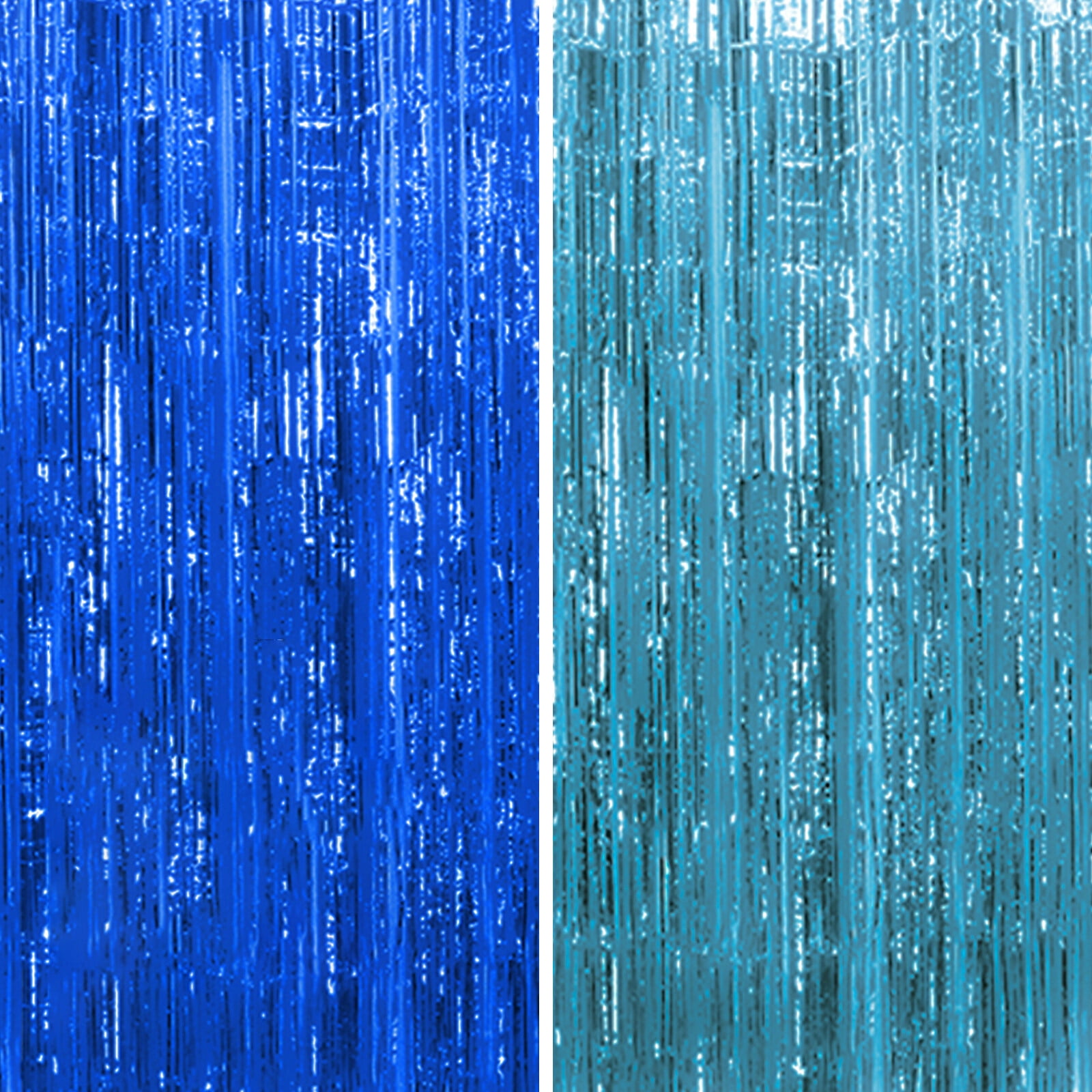 Blue&Lake Blue Fringe Curtain Foil Backdrop Curtain 2PCS 3.3x8.2Ft ...
