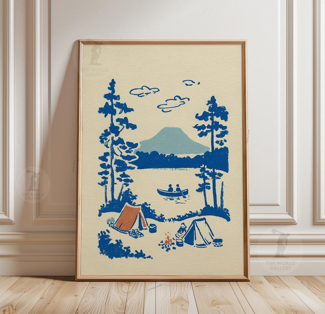 Blue Lake Landscape Poster Vintage Nature Wall Art Minimal Scenic Art ...