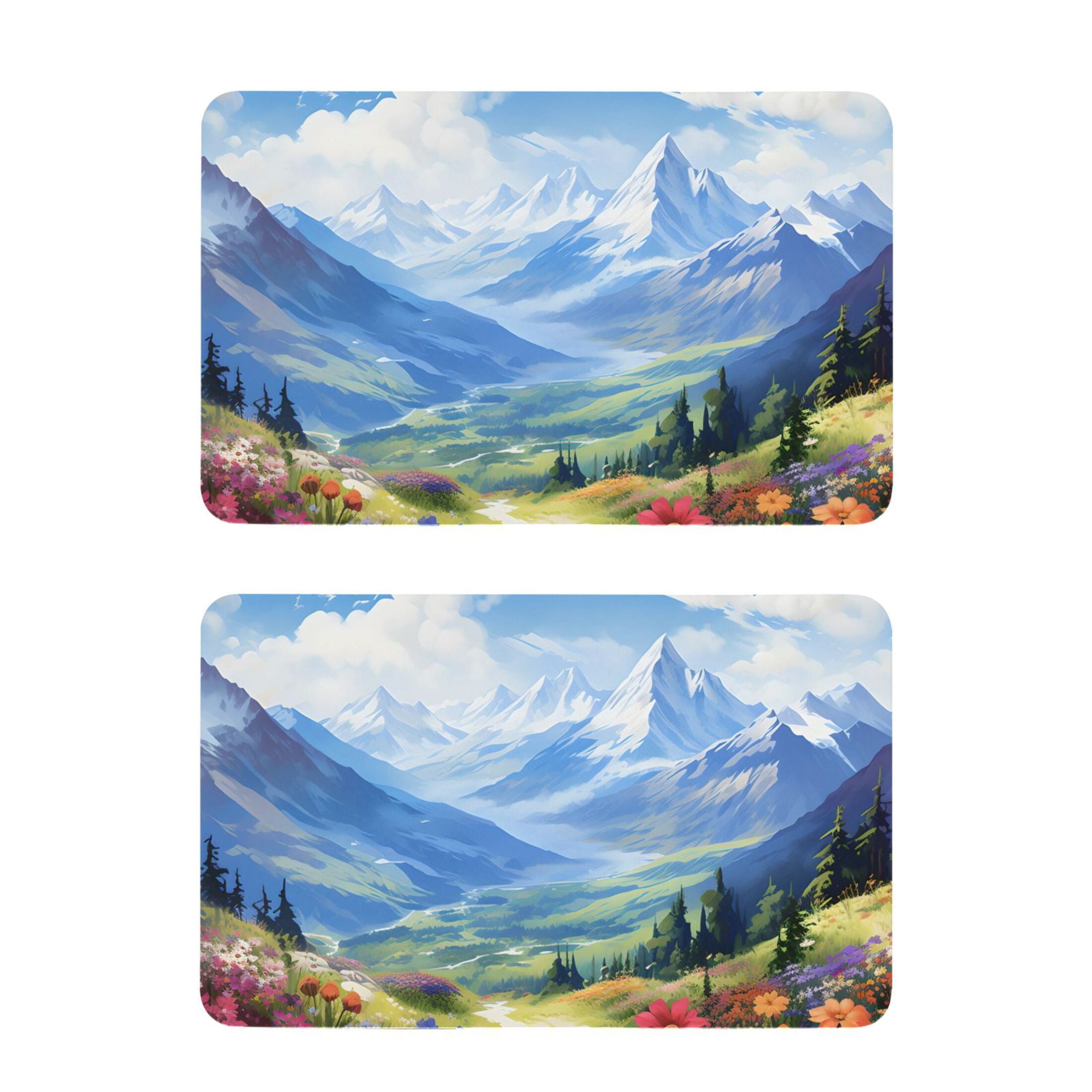Blue Landscape Flowers Fridge Magnetic Sticker Refrigerator Magnets ...