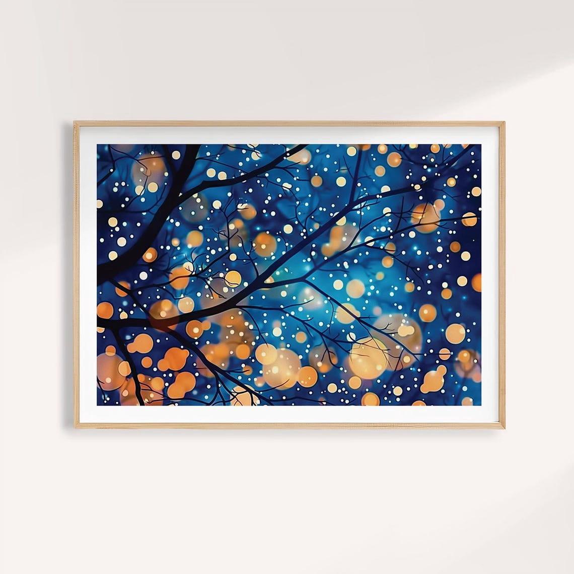 Blue Landscape Minimalist Glowing Dots Calming Bedroom Poster ...