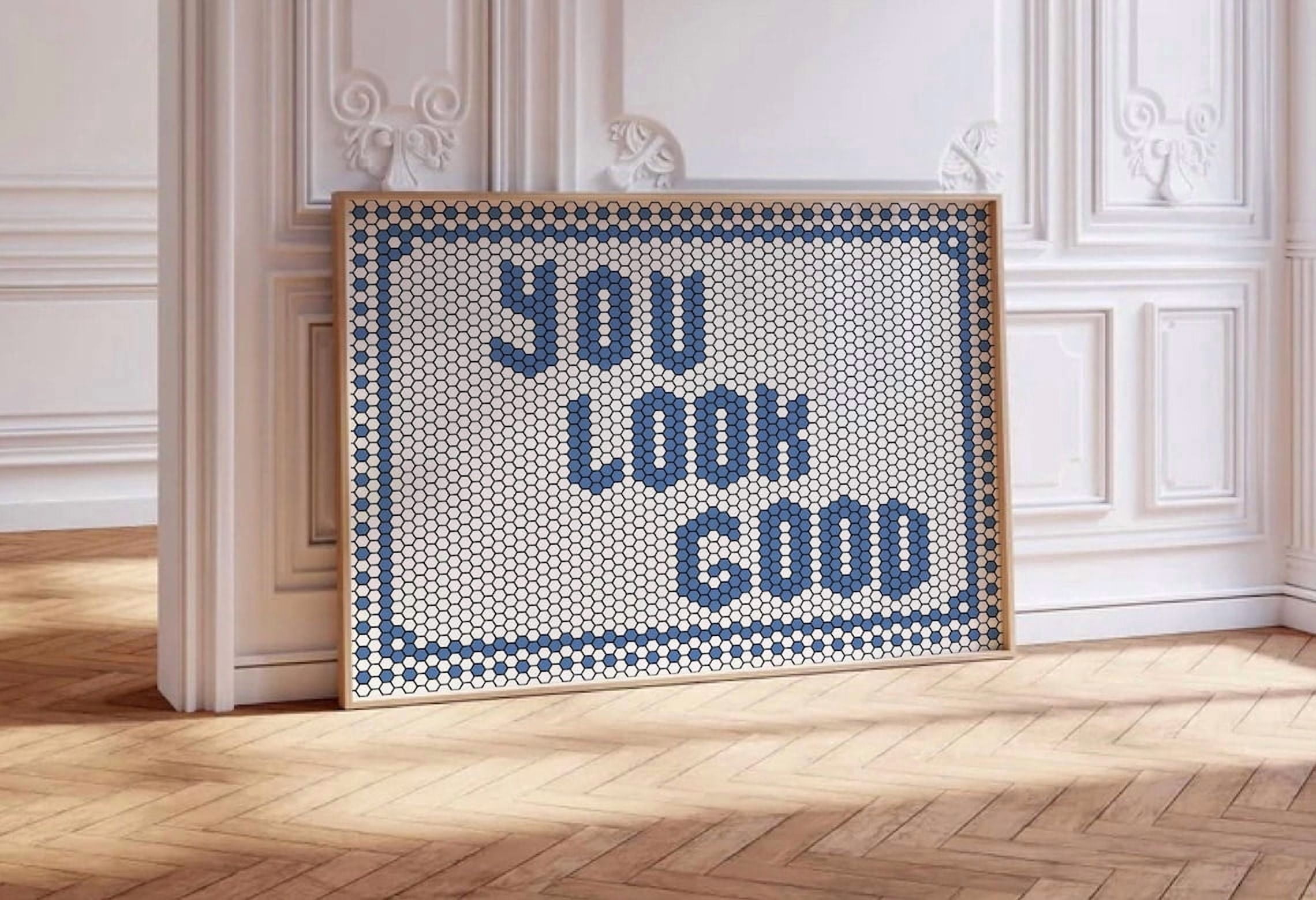 Blue Landscape Typography You Look Good Hexagon Bistro Poster, Unframed ...