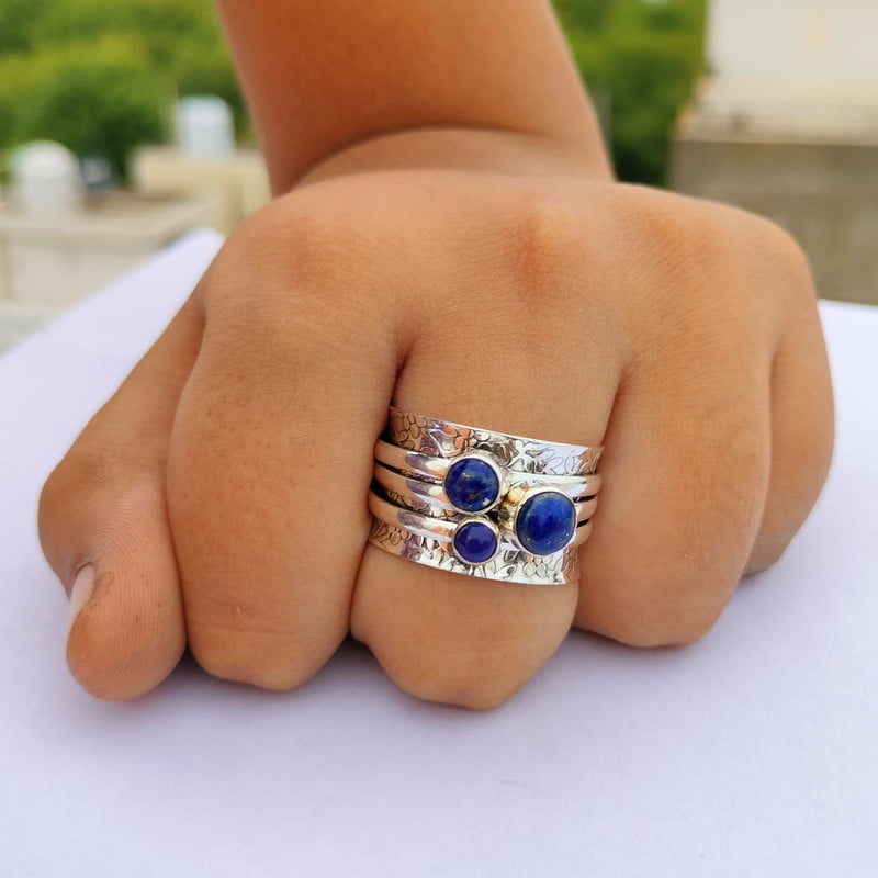 Blue Lapis Lazuli Gemstone Spinner ring - Walmart.com