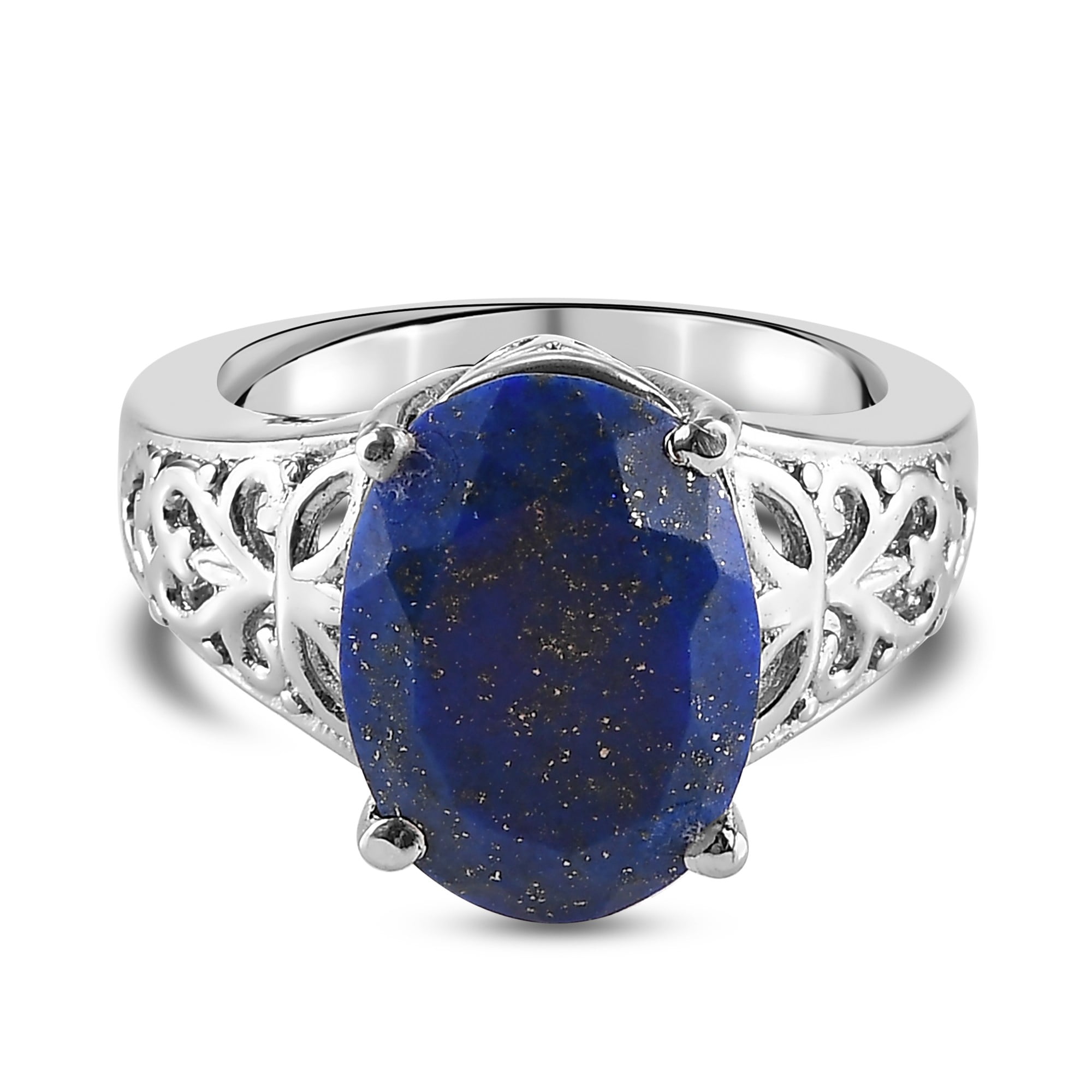 Blue Lapis Lazuli Ring Openwork Celtic Vintage Stainless Steel Lapis ...