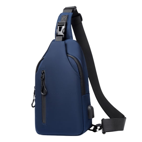 Blue Large Capacity Usb Charging Chest Bag Polyester Cloth Men'S Chest ...