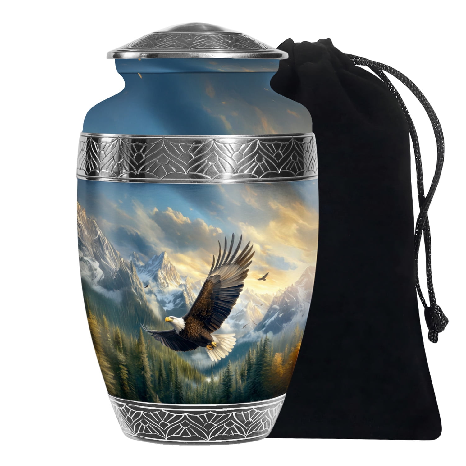 Blue Large Flying Eagle Urns For Adult Male & Female - Funeral Urn For ...