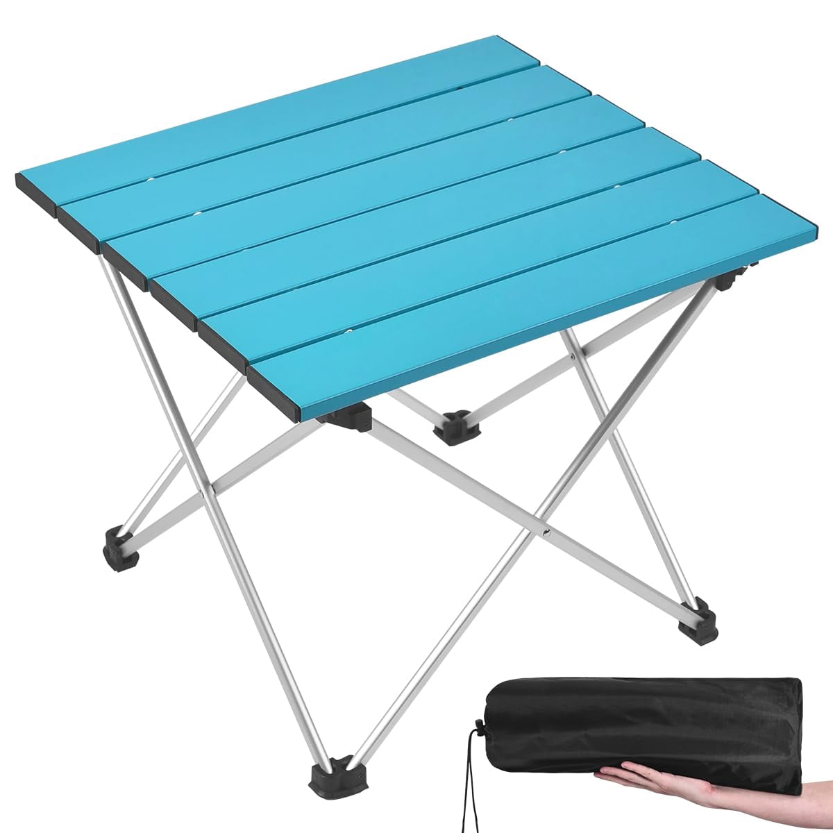 Blue Large Folding Camping Table Aluminum Top Outdoor Picnic Beach BBQ ...