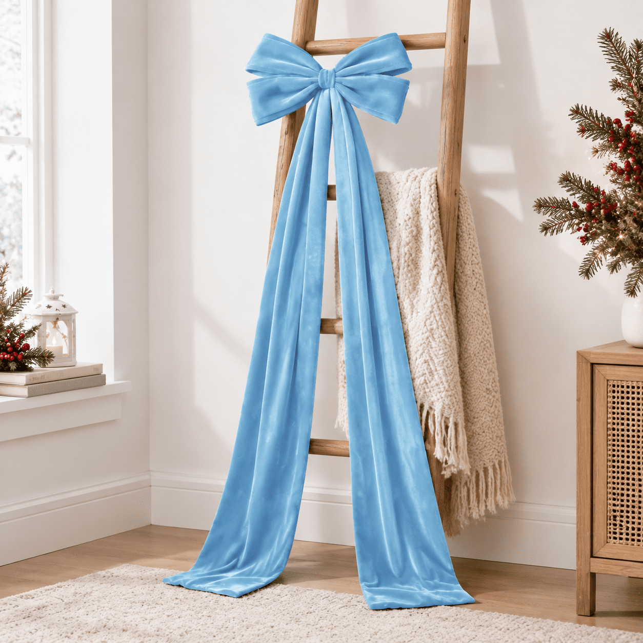 Blue Large Multi-Loop Christmas Tree Topper Bow 8ft for Holiday Decor ...