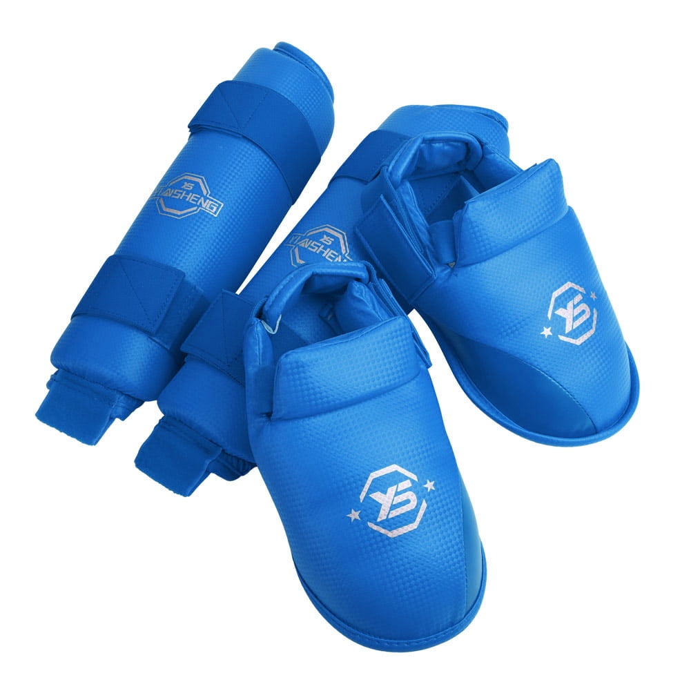 Blue Large Padded Shin Guards with Adjustable Straps for Enhanced ...