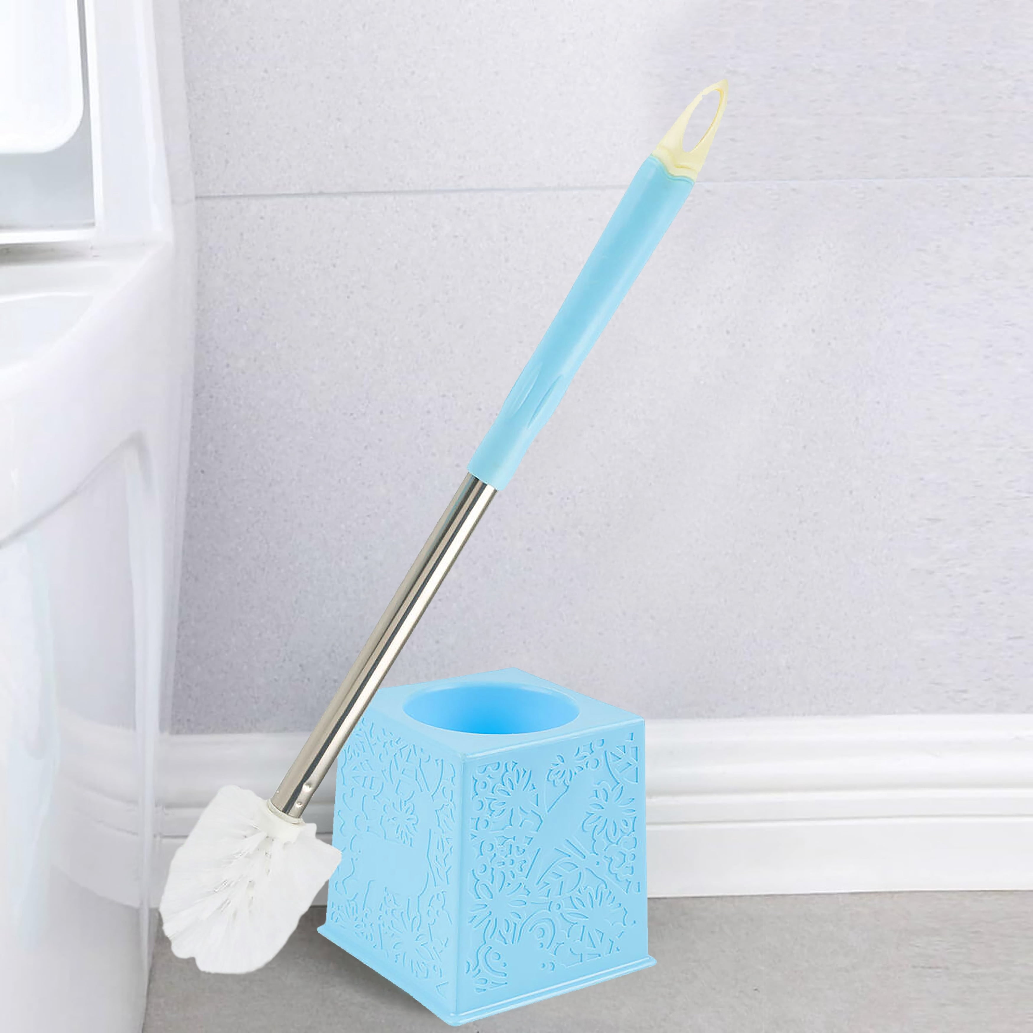 Blue Large Strong Stiff Bristles Toilet Bowl Brush Scrub Holder Set - N ...